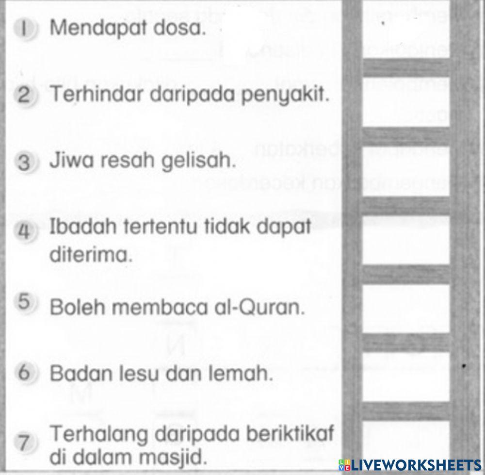 Akibat tidak bersuci daripada hadas besar worksheet | Live Worksheets