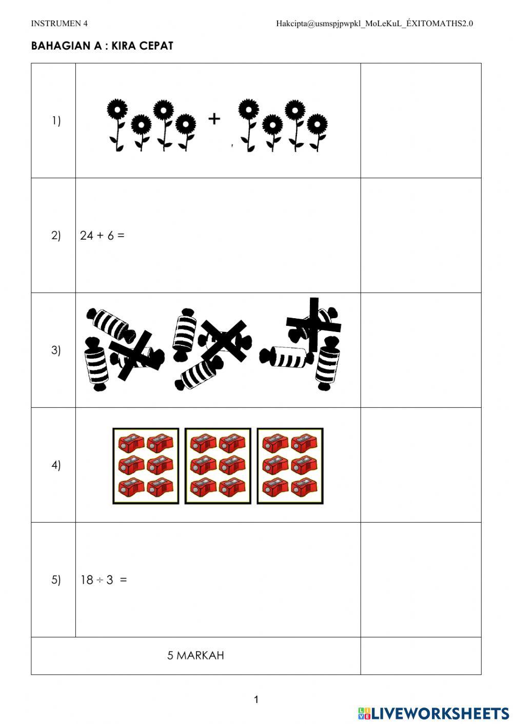 Count It Fast Instrumen 4 worksheet | Live Worksheets