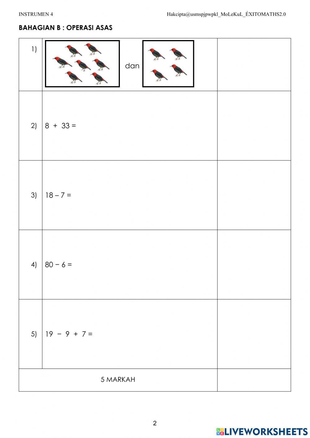 Count It Fast Instrumen 4 worksheet | Live Worksheets