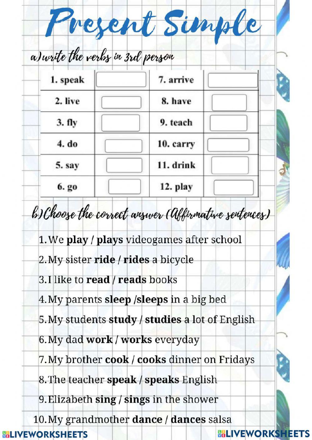 Year 5 : Simple Present Tense online exercise for | Live Worksheets