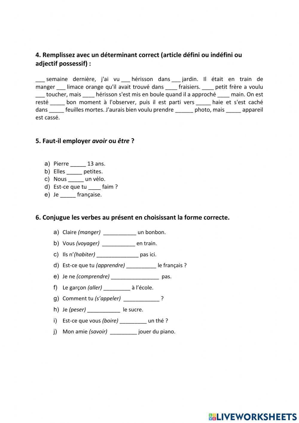 French A2 | Free Interactive Worksheets | 1142494
