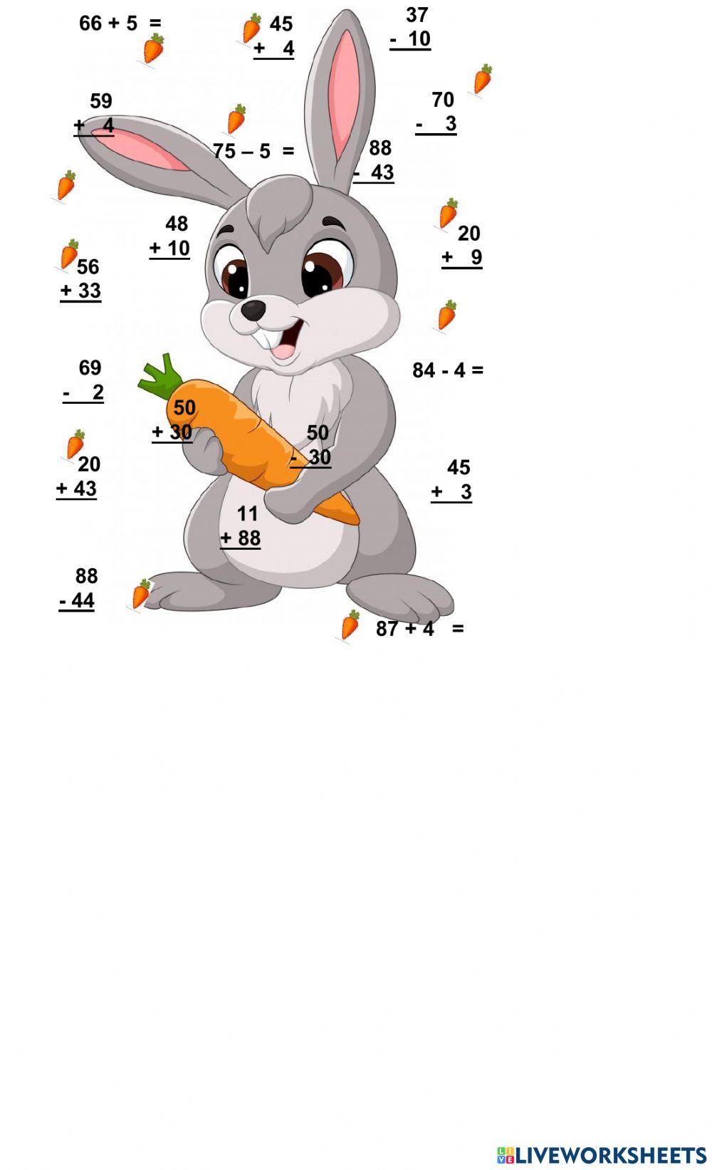 Adicionar sustraer worksheet | Live Worksheets