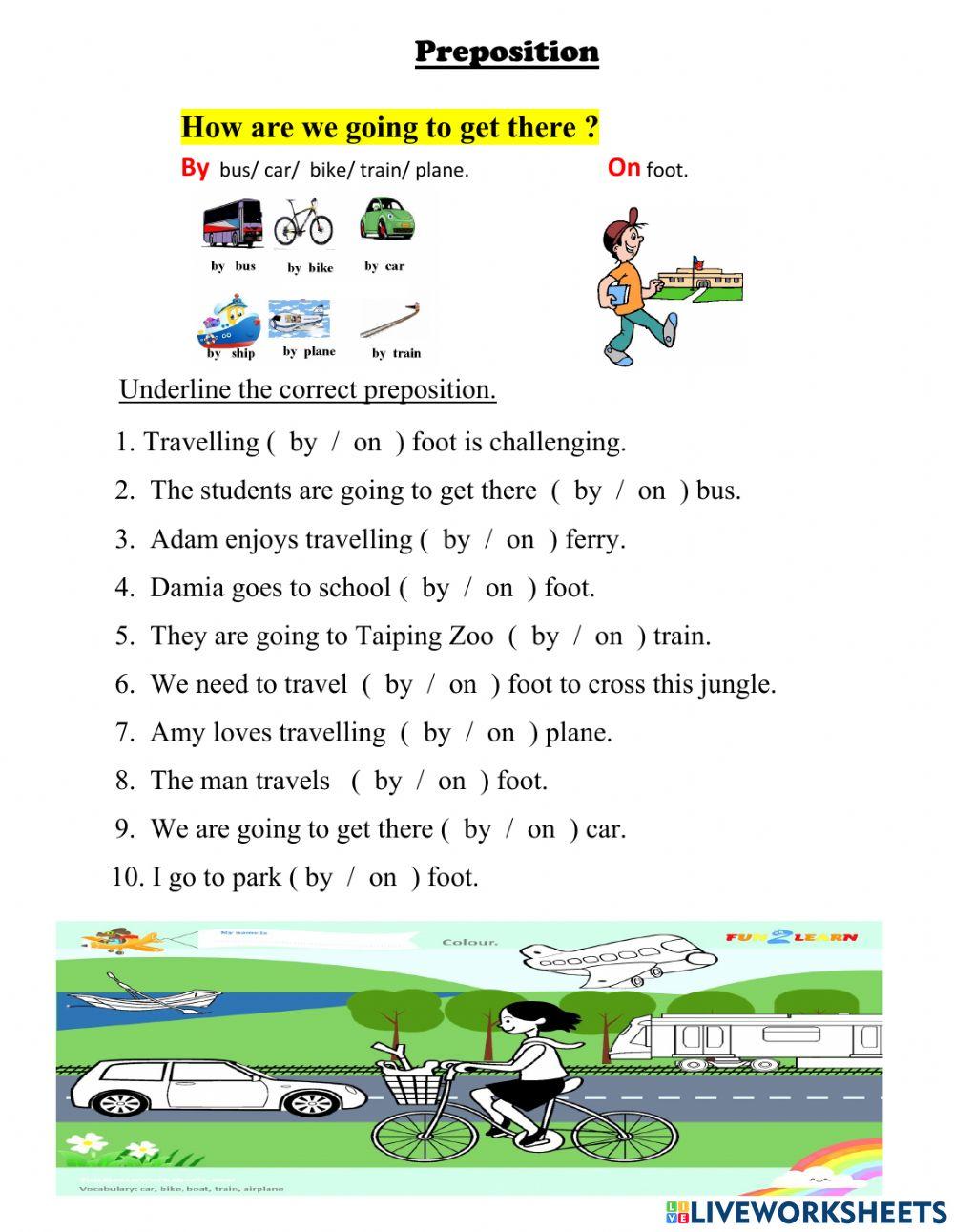 Preposition online exercise for Year4 | Live Worksheets