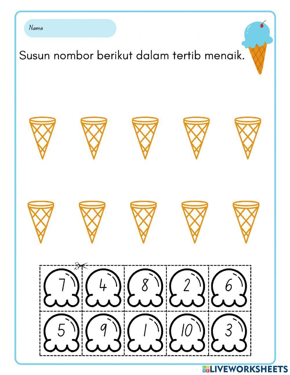 Susun Nombor Da… | Free Interactive Worksheets | 1143284