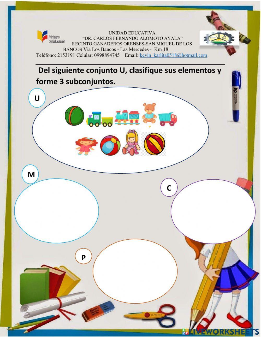 Conjuntos y Subconjuntos online worksheet | Live Worksheets