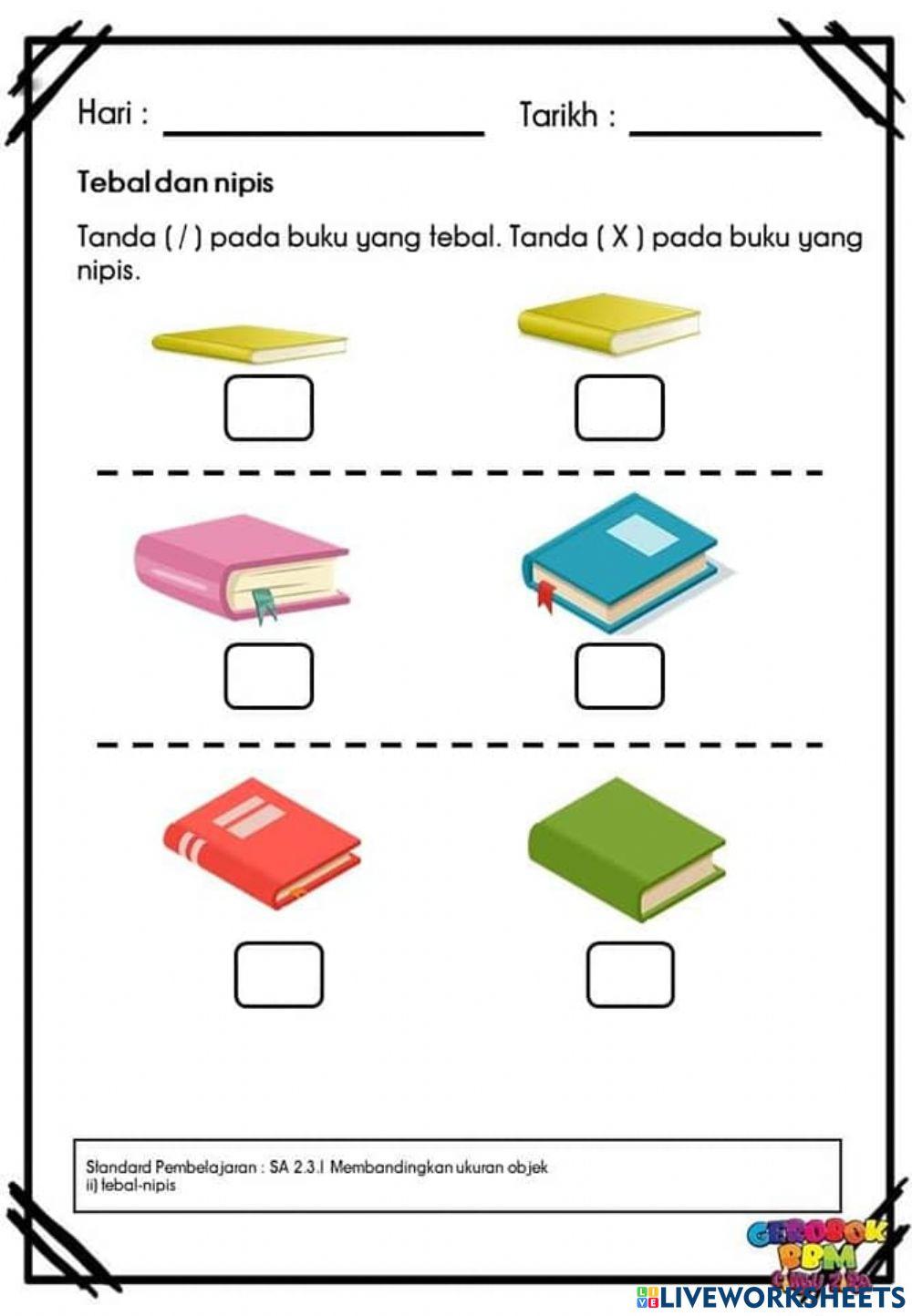 tebal ke nipis online exercise for | Live Worksheets