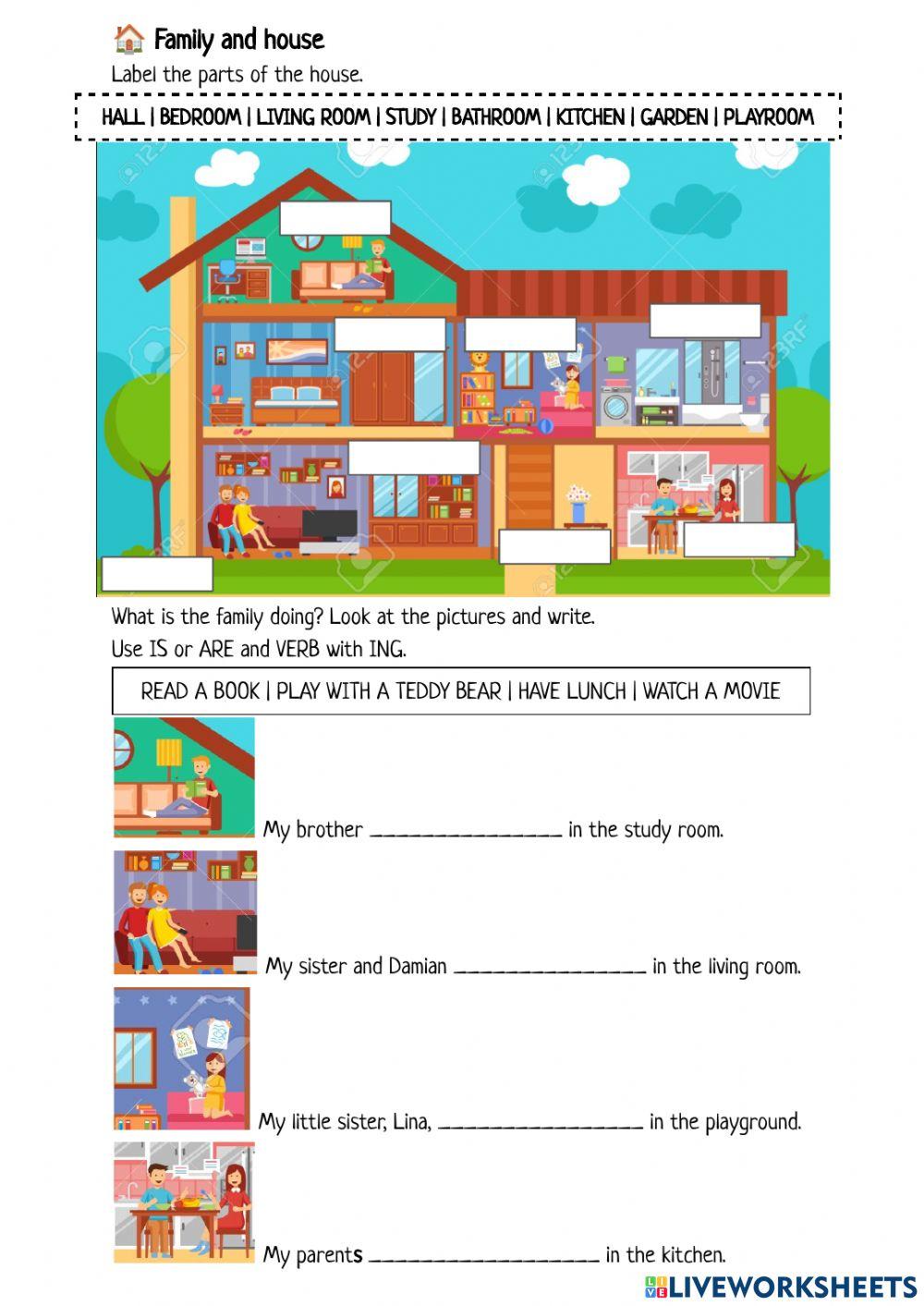 Parts of the ho… | Free Interactive Worksheets | 5086225