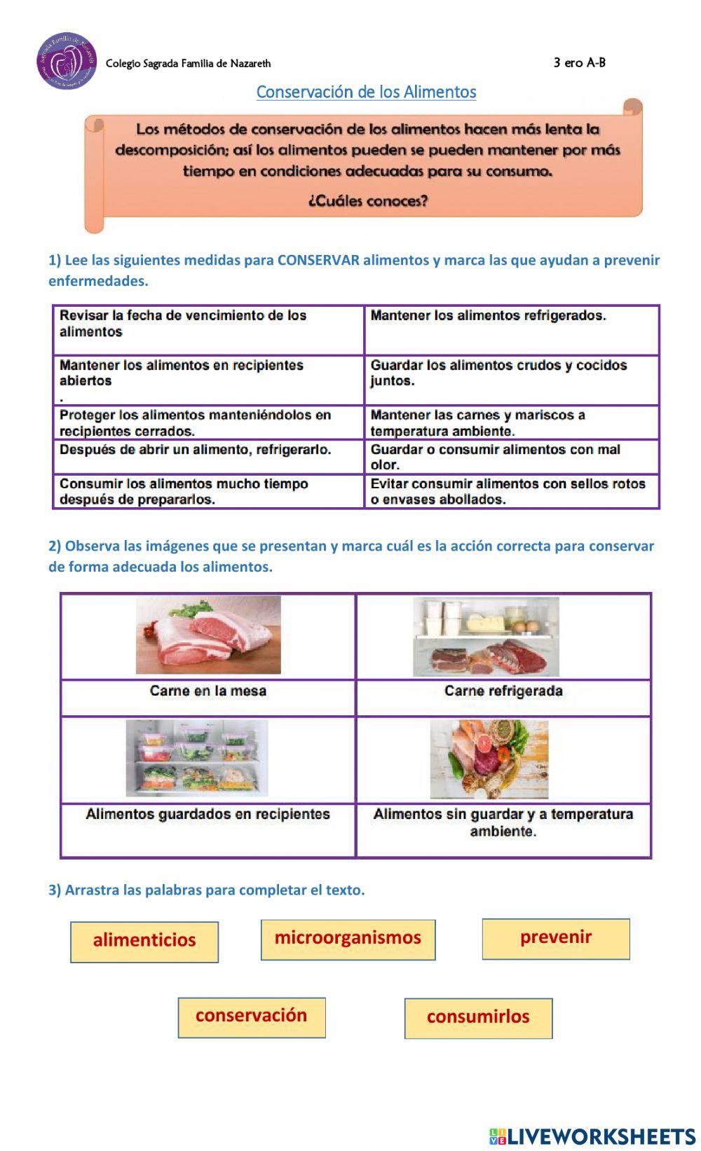 Conservación de… | Free Interactive Worksheets | 1144120