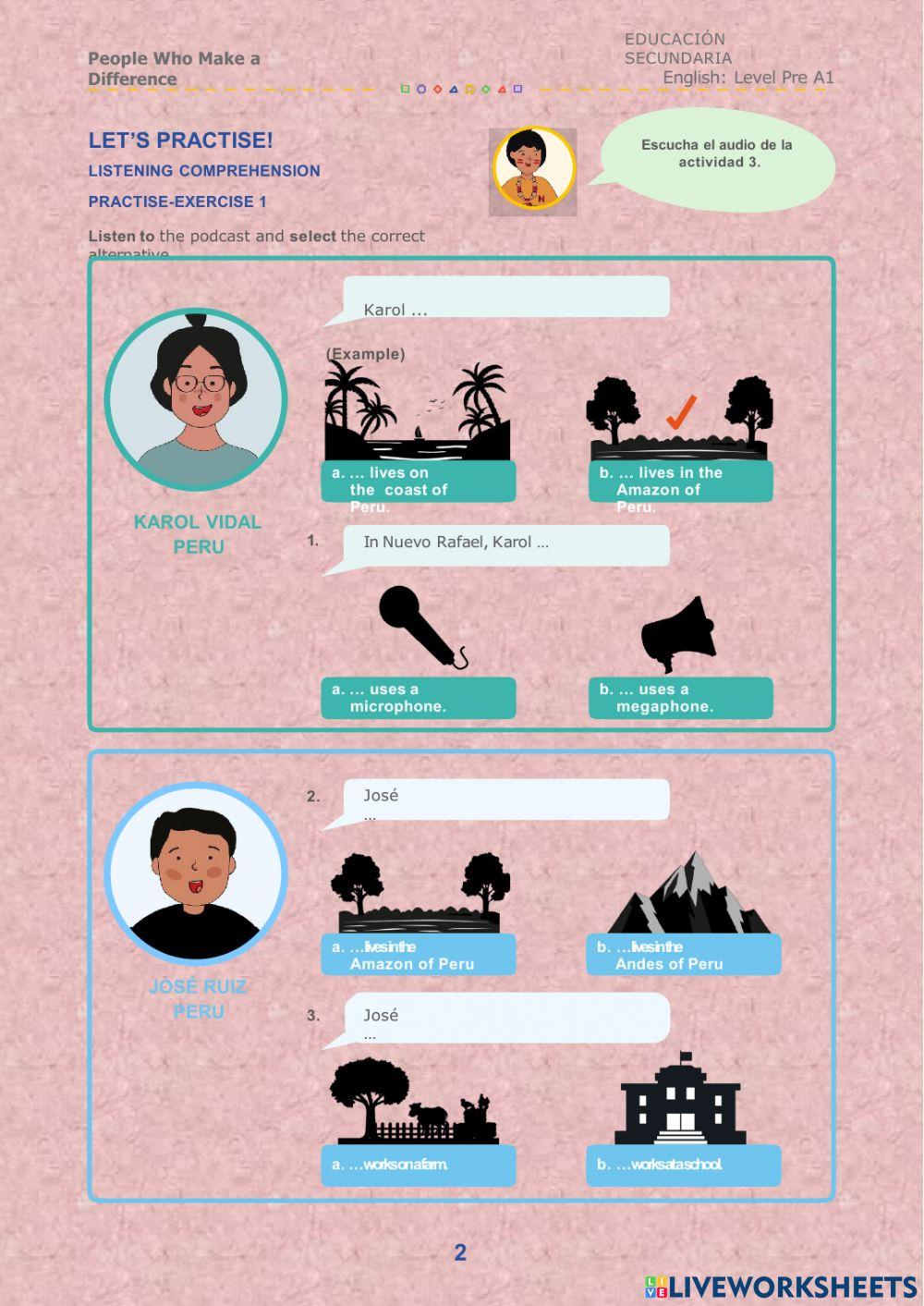 People who make a difference activity 3 week17 A1 irc worksheet | Live ...