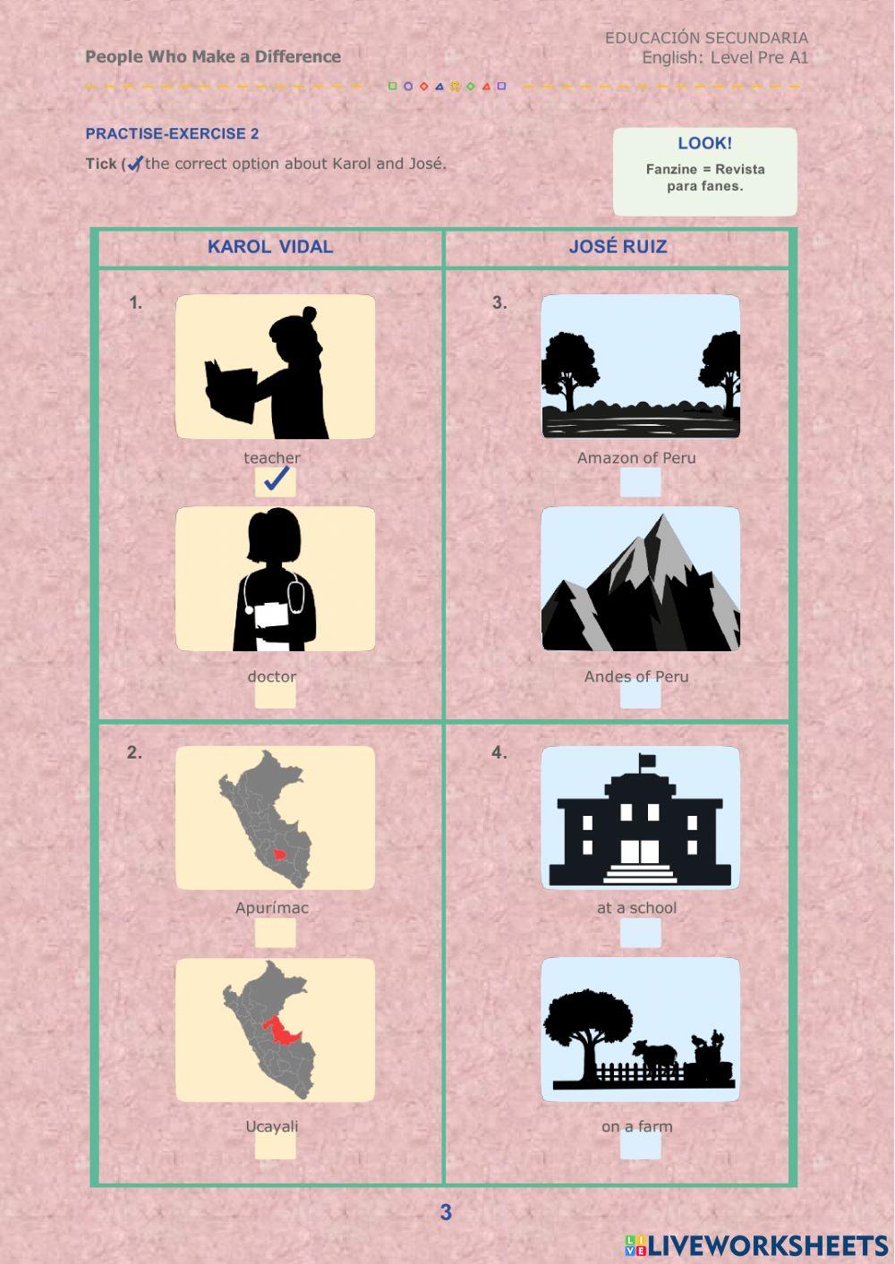 People who make a difference activity 3 week17 A1 irc worksheet | Live ...