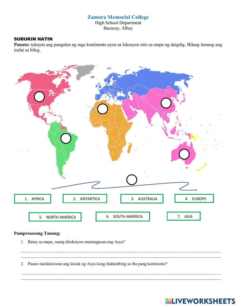 katangiang pisikal ng Asya online exercise for | Live Worksheets