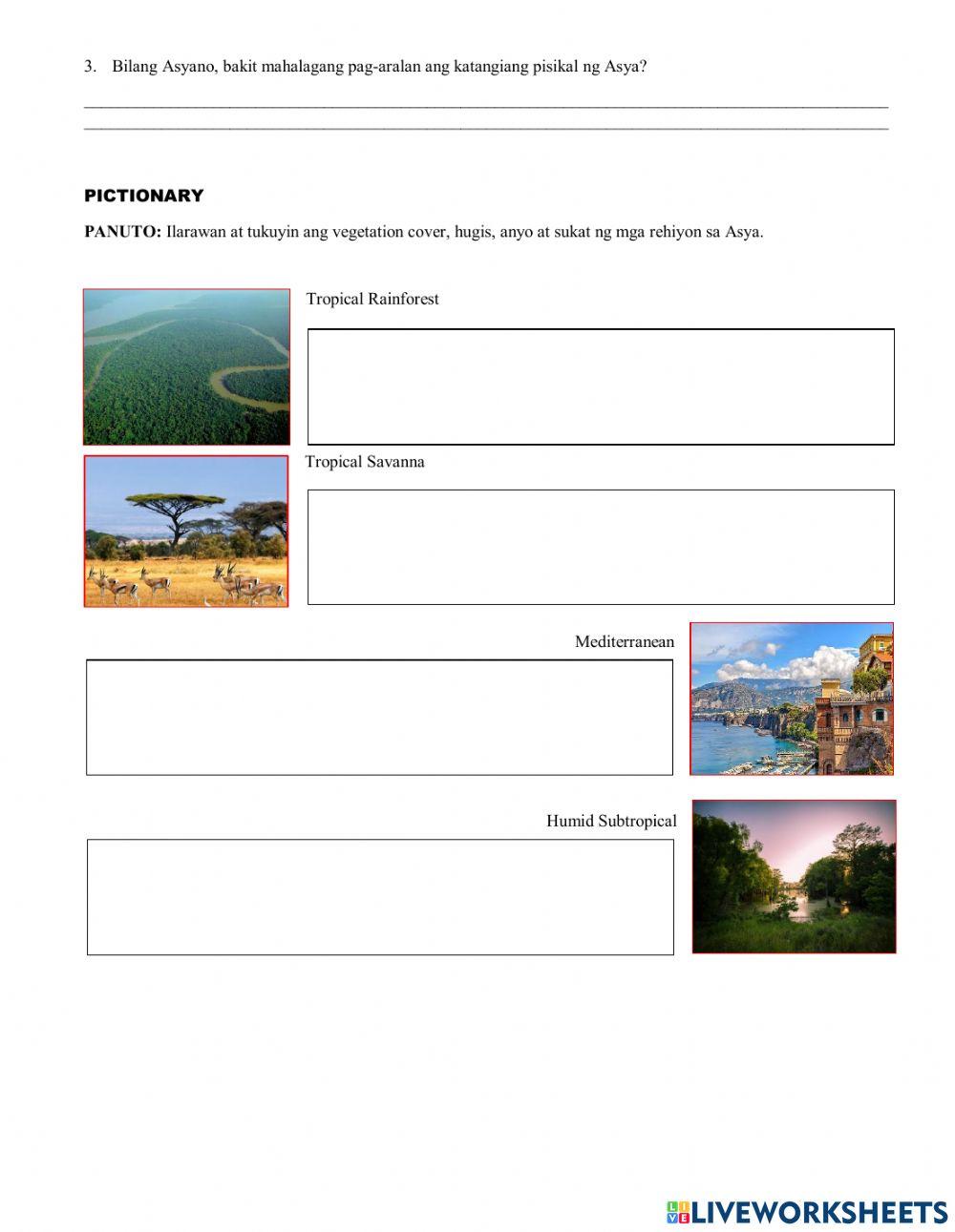 katangiang pisikal ng Asya online exercise for | Live Worksheets