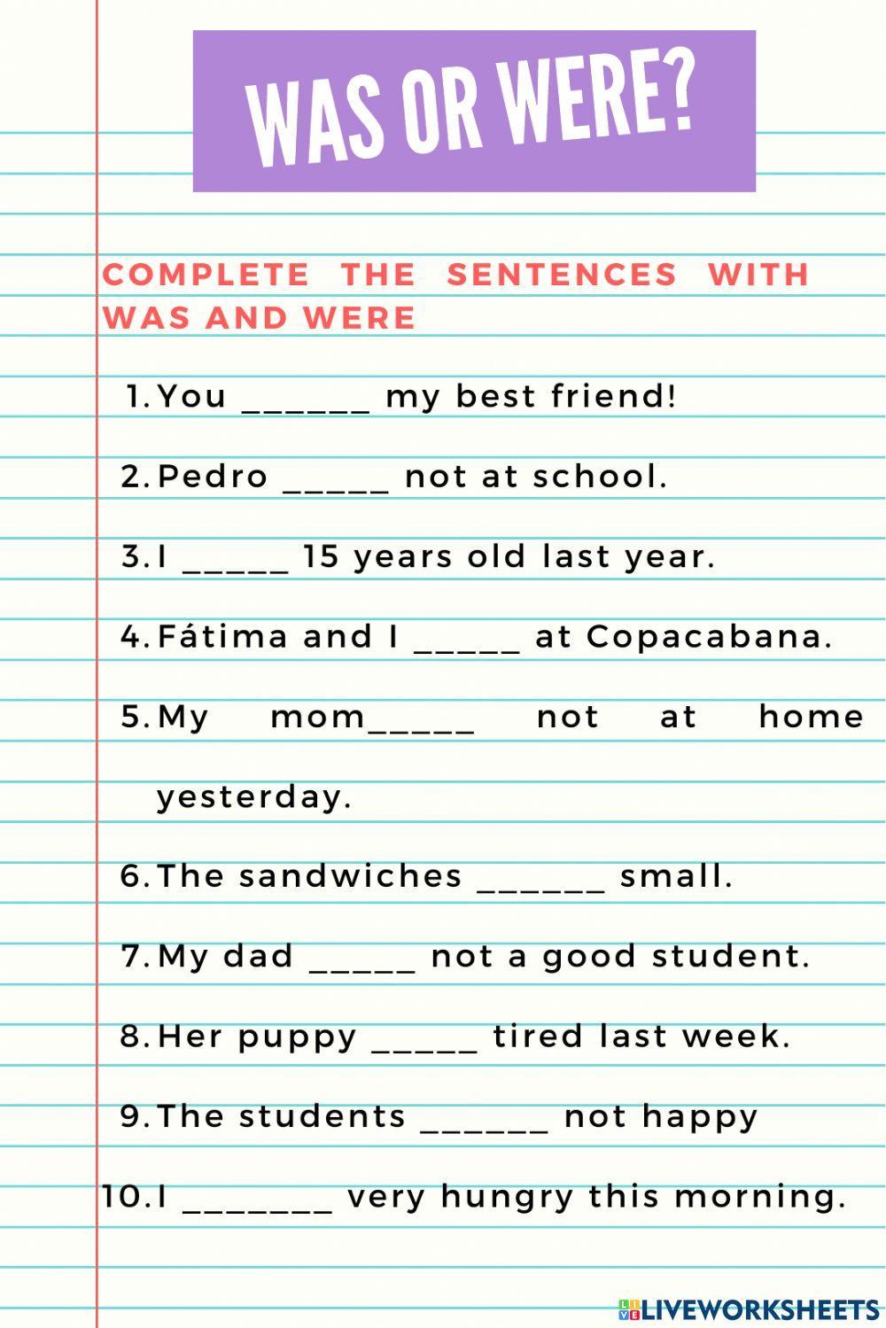 1144317 | Was - Were EXERCISES | Daniela Vivian Laura