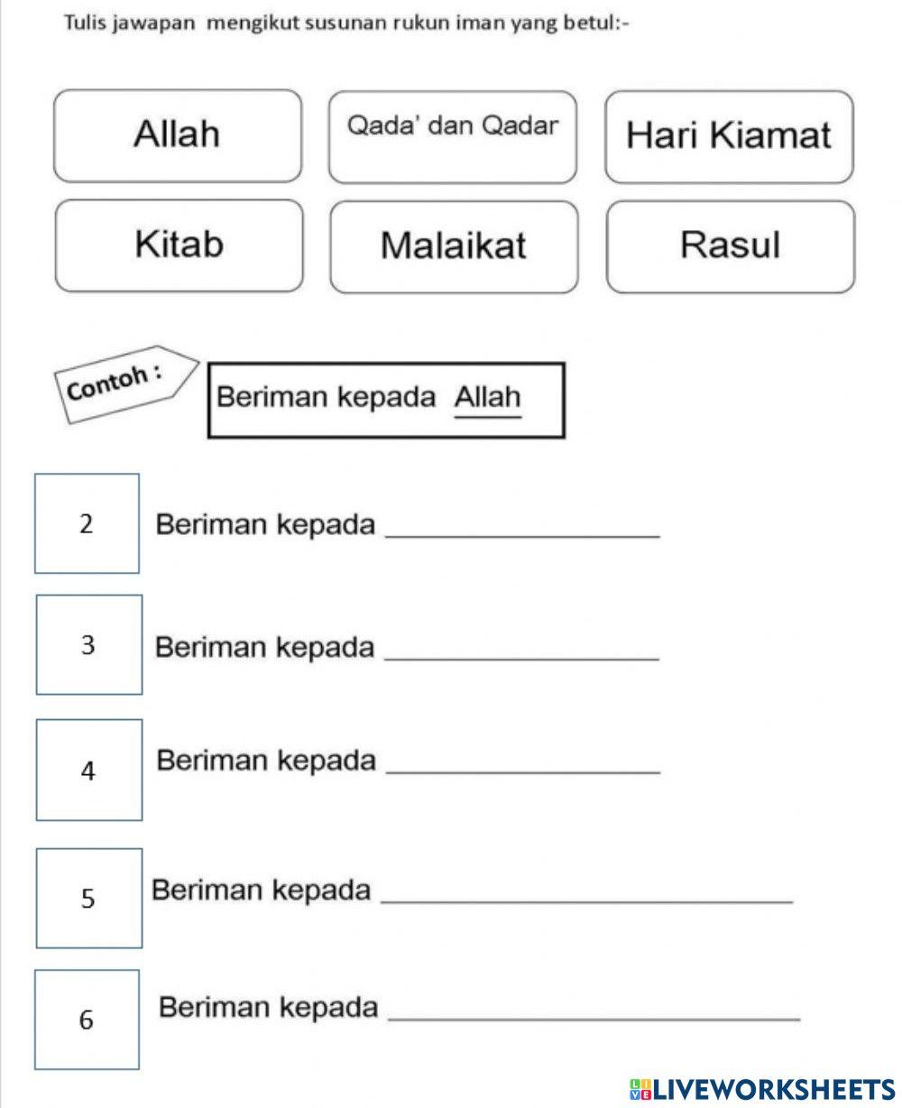 Rukun Iman online exercise for | Live Worksheets
