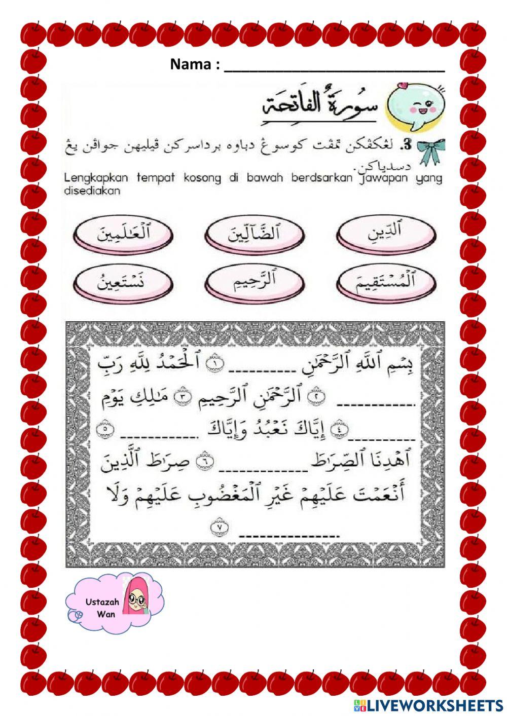 Hafazan Surah Al-Fatihah exercise | Live Worksheets