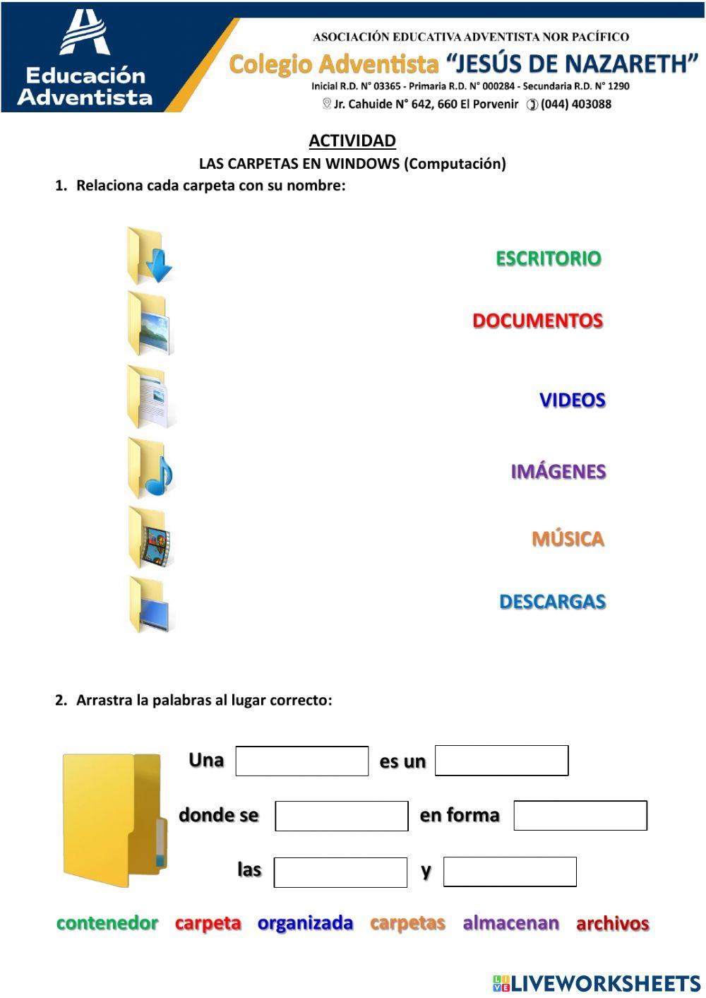 Las Carpetas en… | Free Interactive Worksheets | 5086644