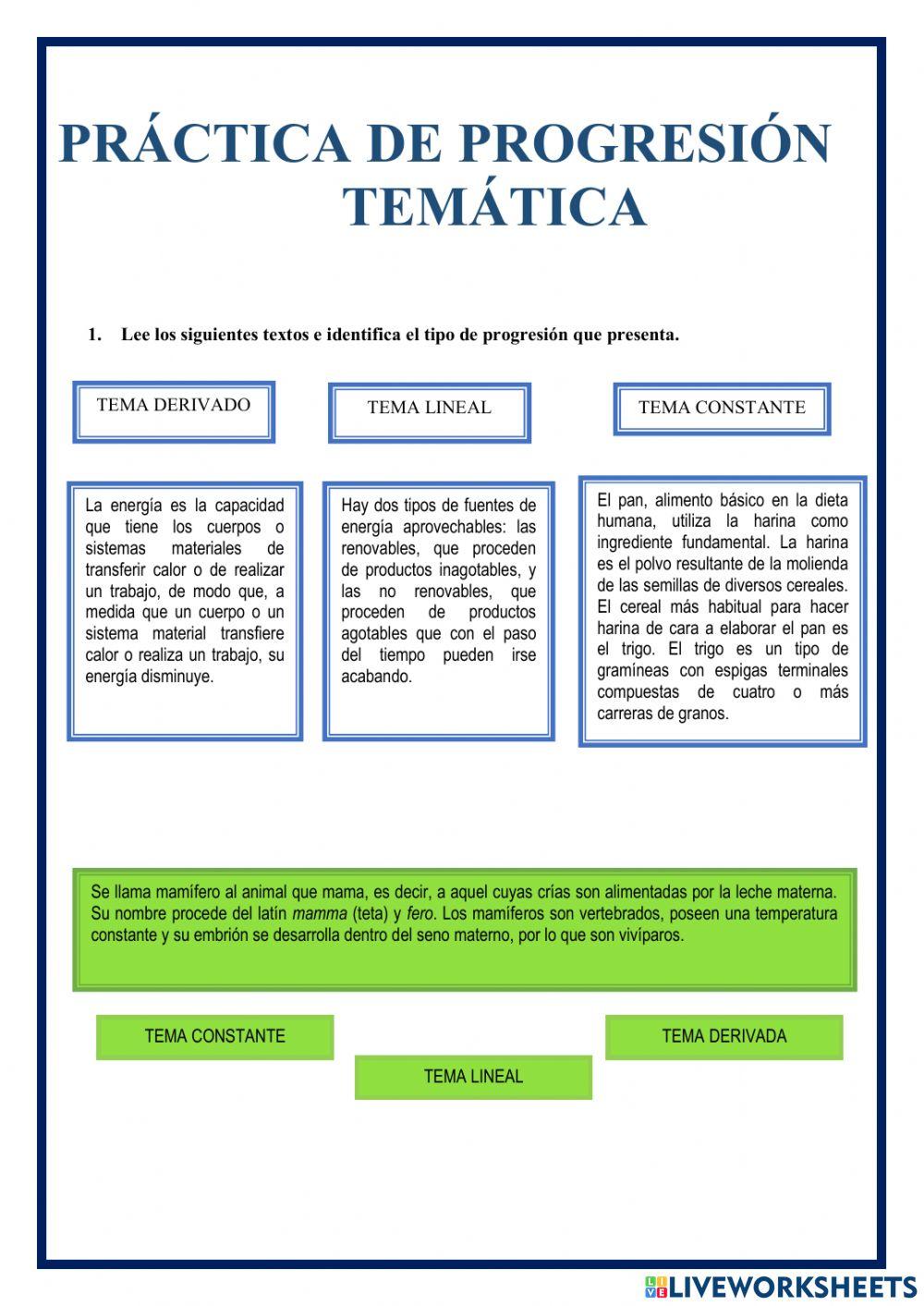 Progresión temá… | Free Interactive Worksheets | 1144603