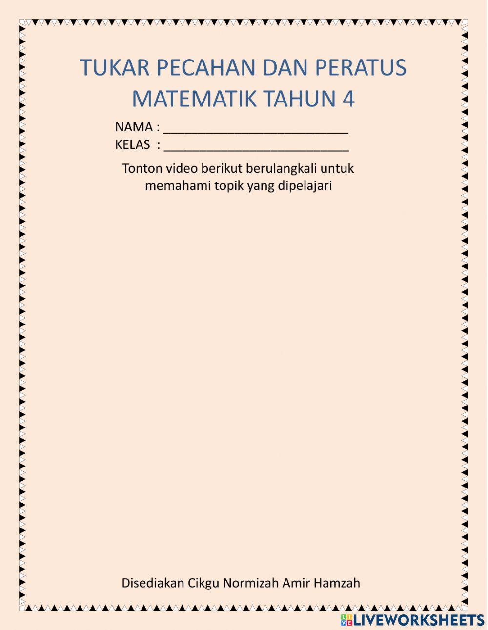 Matematik Tahun 4 exercise for TAHUN 4 | Live Worksheets