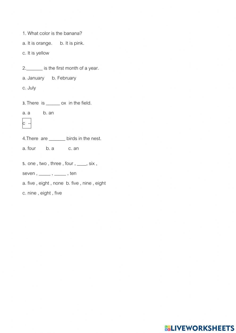 English online exercise for 2 | Live Worksheets