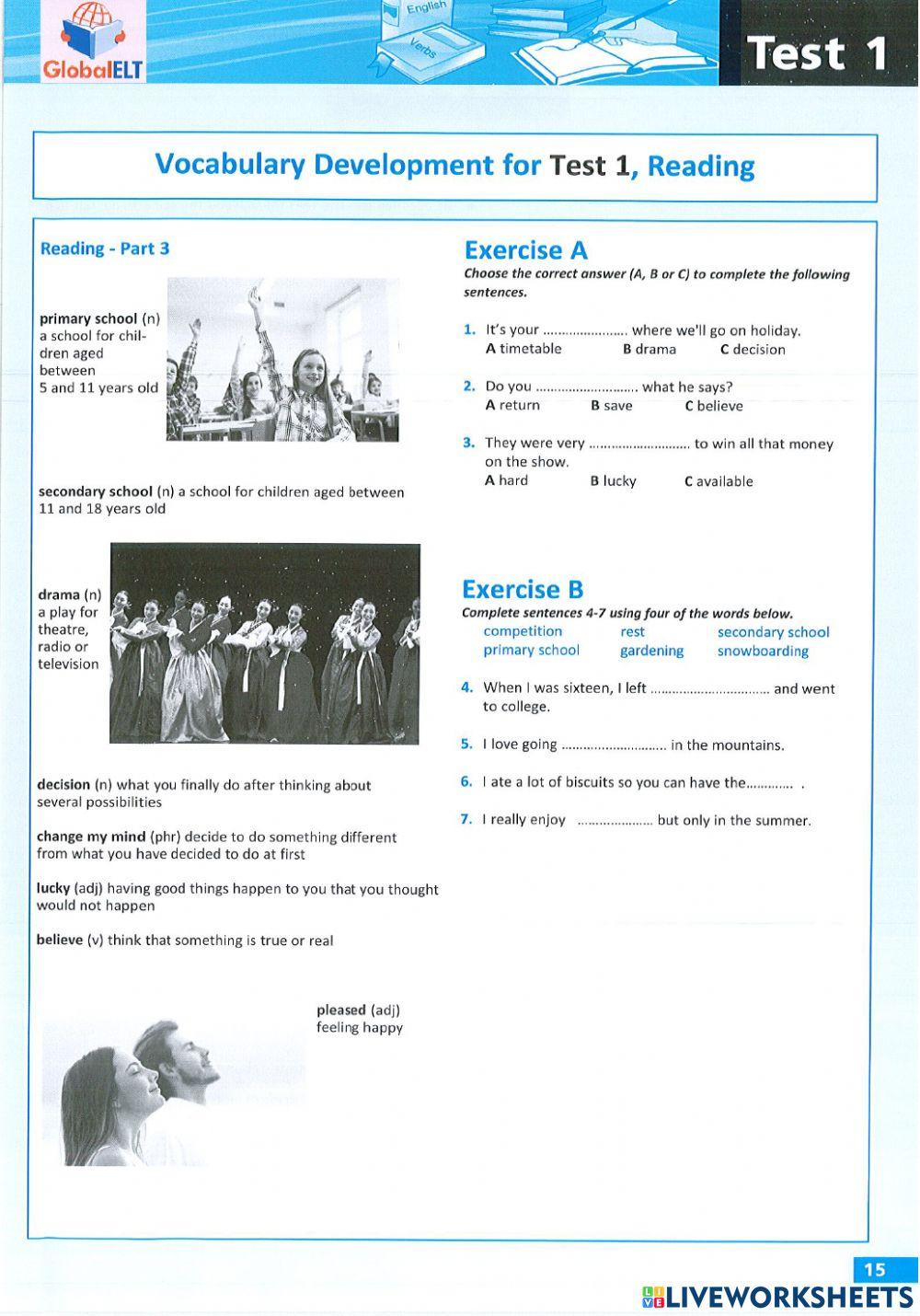 succeed-KET-2020-Reading-Test01 online exercise for | Live Worksheets