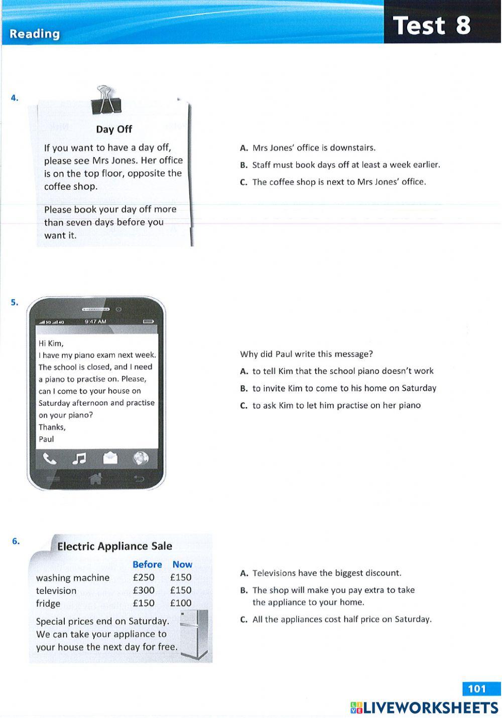 succeed-KET-2020-Reading-Test08 | mlenglish10 | Live