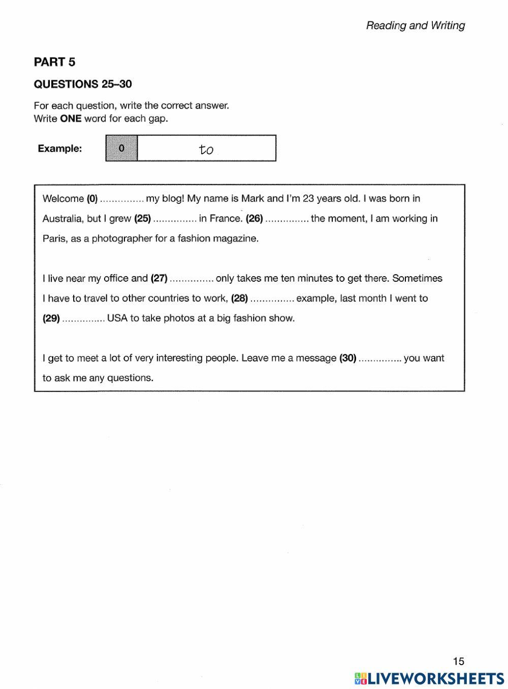3271155 | A2 KEY 1 2020 - Reading - Test 01 | TA Day Kem