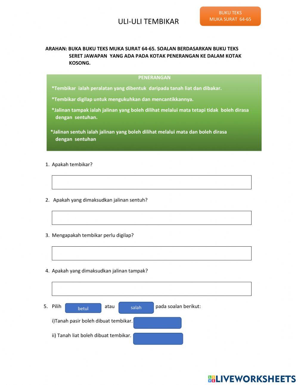 PSV TAHUN 2 ULI-ULI TEMBIKAR 5087397 | ZARINAHASHIM