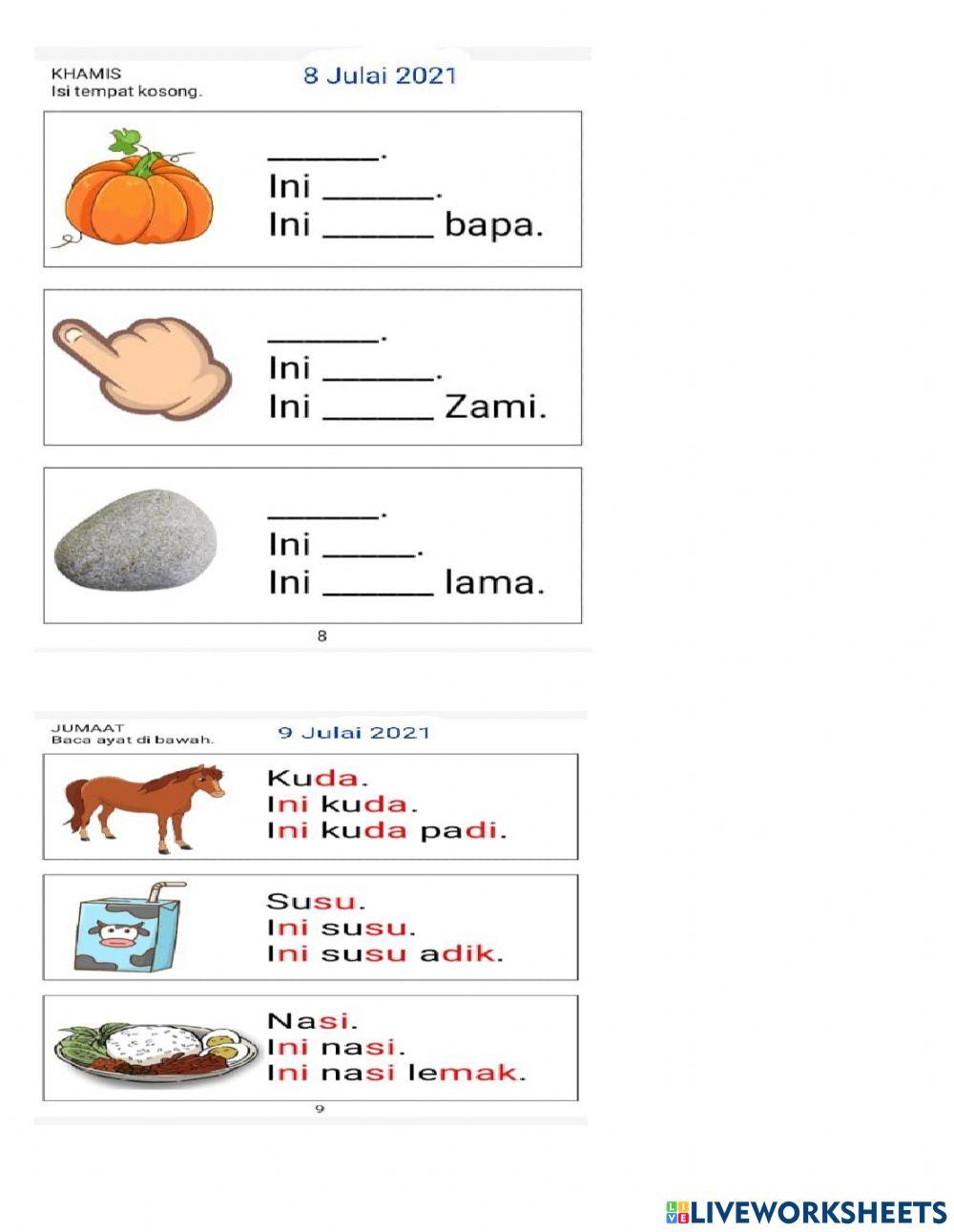 Modul Ayat KVKV(Eja, baca, salin, tulis semula, padankan-suaikan ...