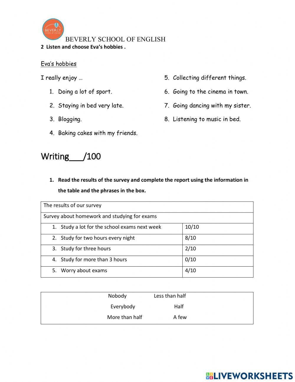 Teens 2 Midterm Exam online exercise for | Live Worksheets