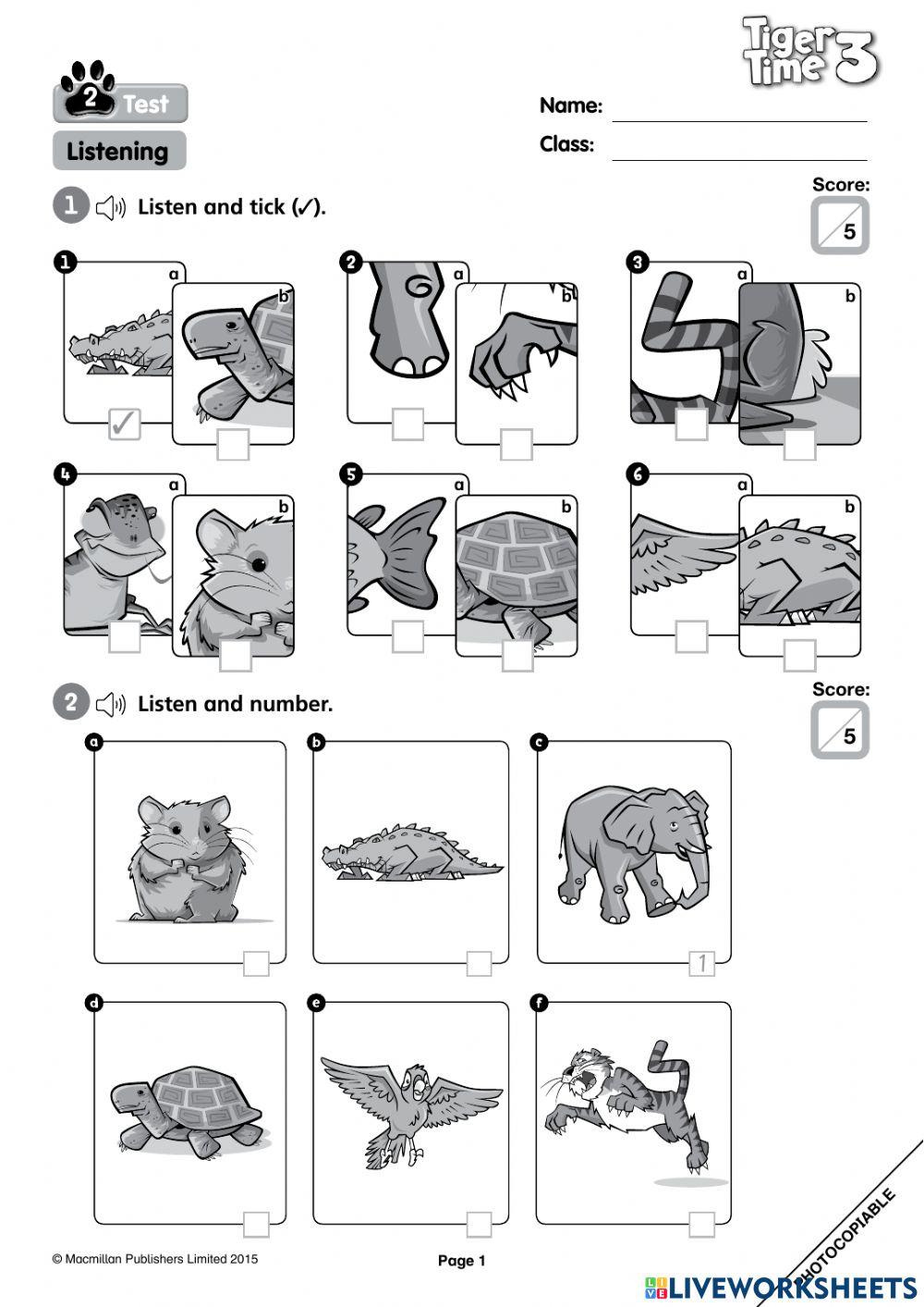 tiger time 3 unit 2 test online exercise for | Live Worksheets