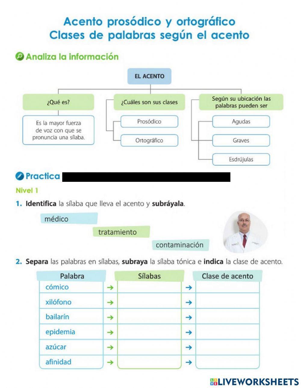 El acento prosó… | Free Interactive Worksheets | 1146106