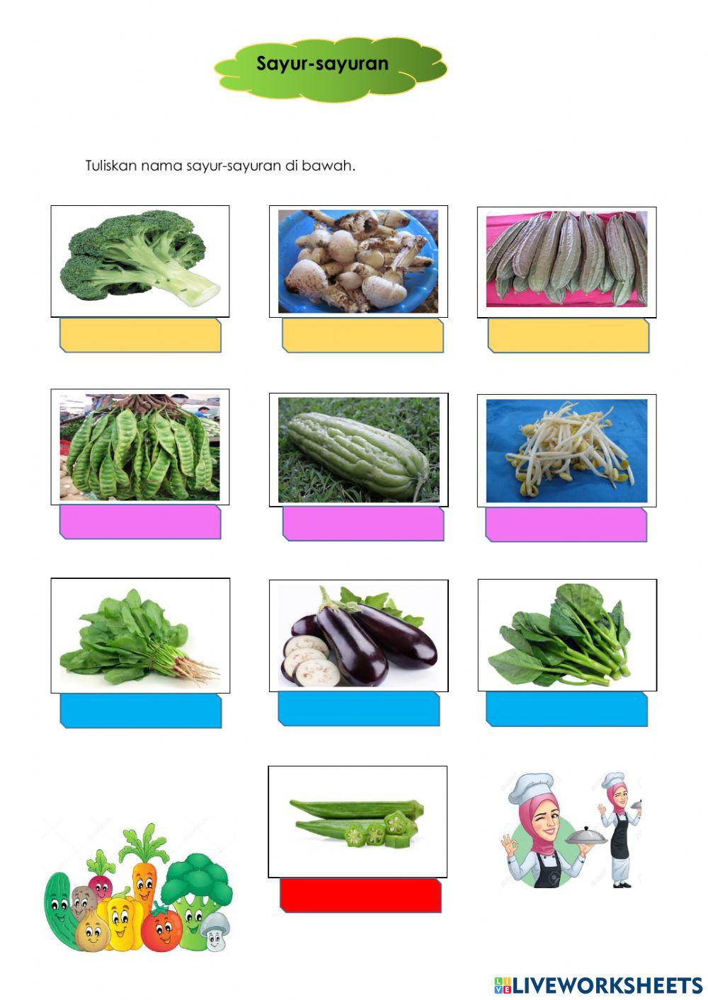 Bik sayur-sayuran worksheet | Live Worksheets