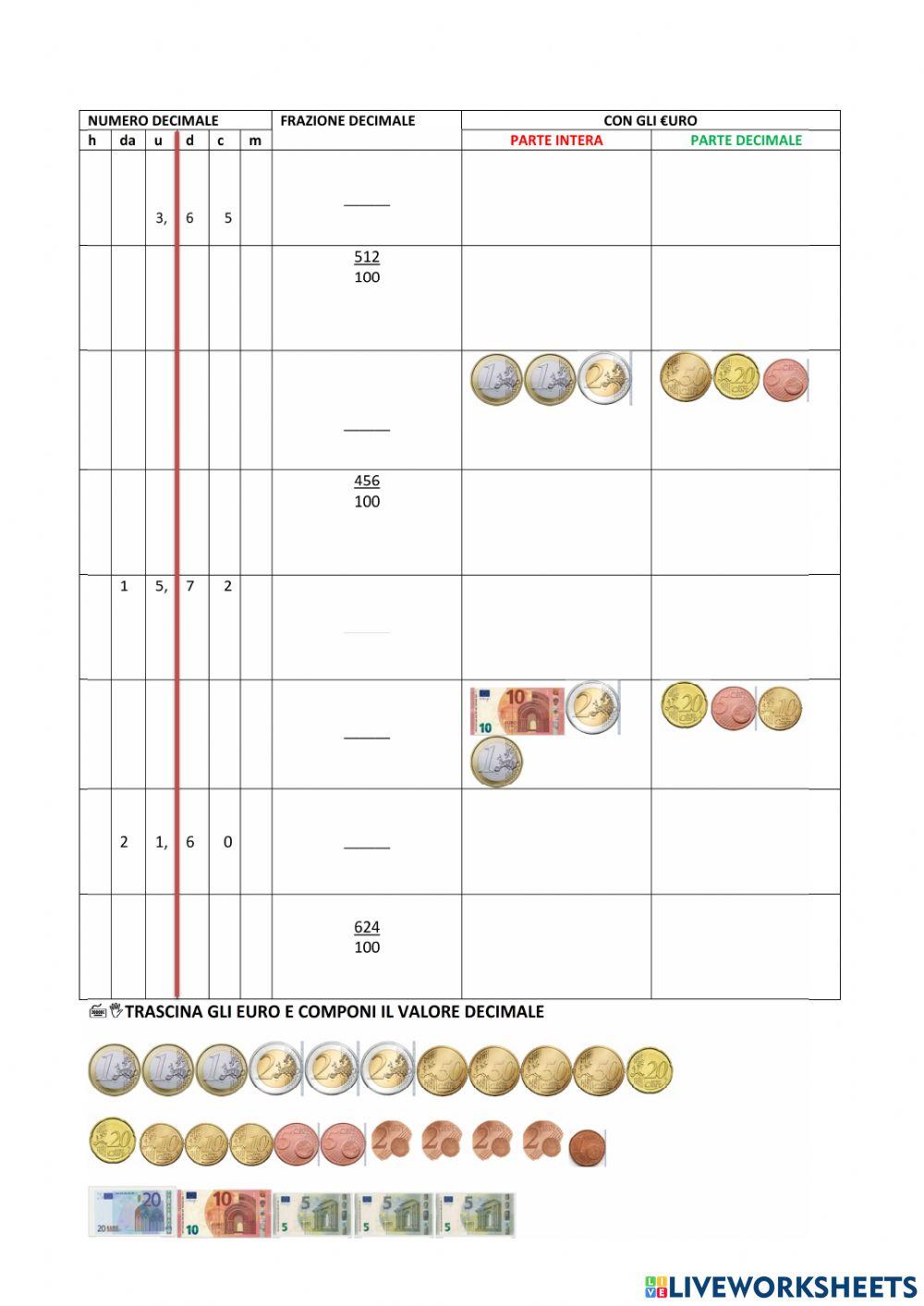 Euro online pdf worksheet | Live Worksheets