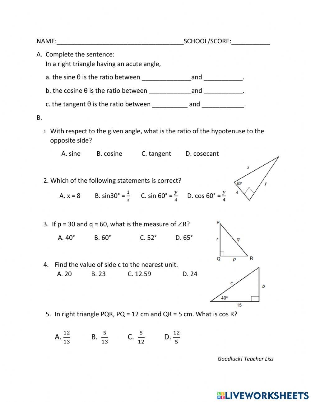 1146472 | Trigonometric Ratios | Melissa Santañez