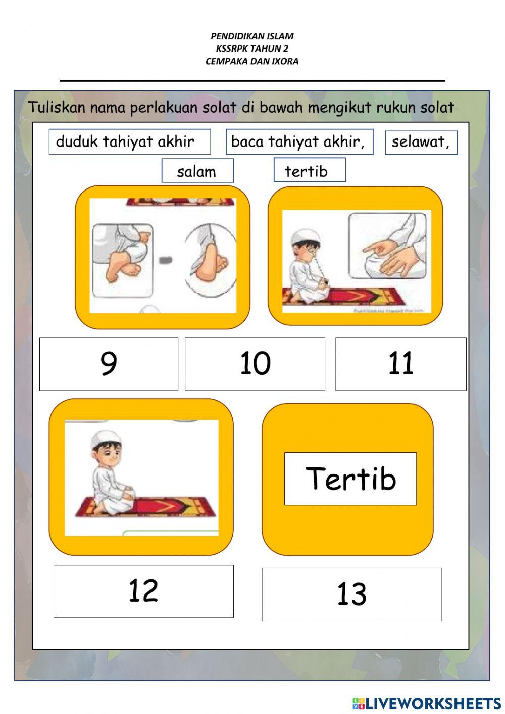 Perlakuan solat tahun 2 ppki (siri 2) worksheet | Live Worksheets