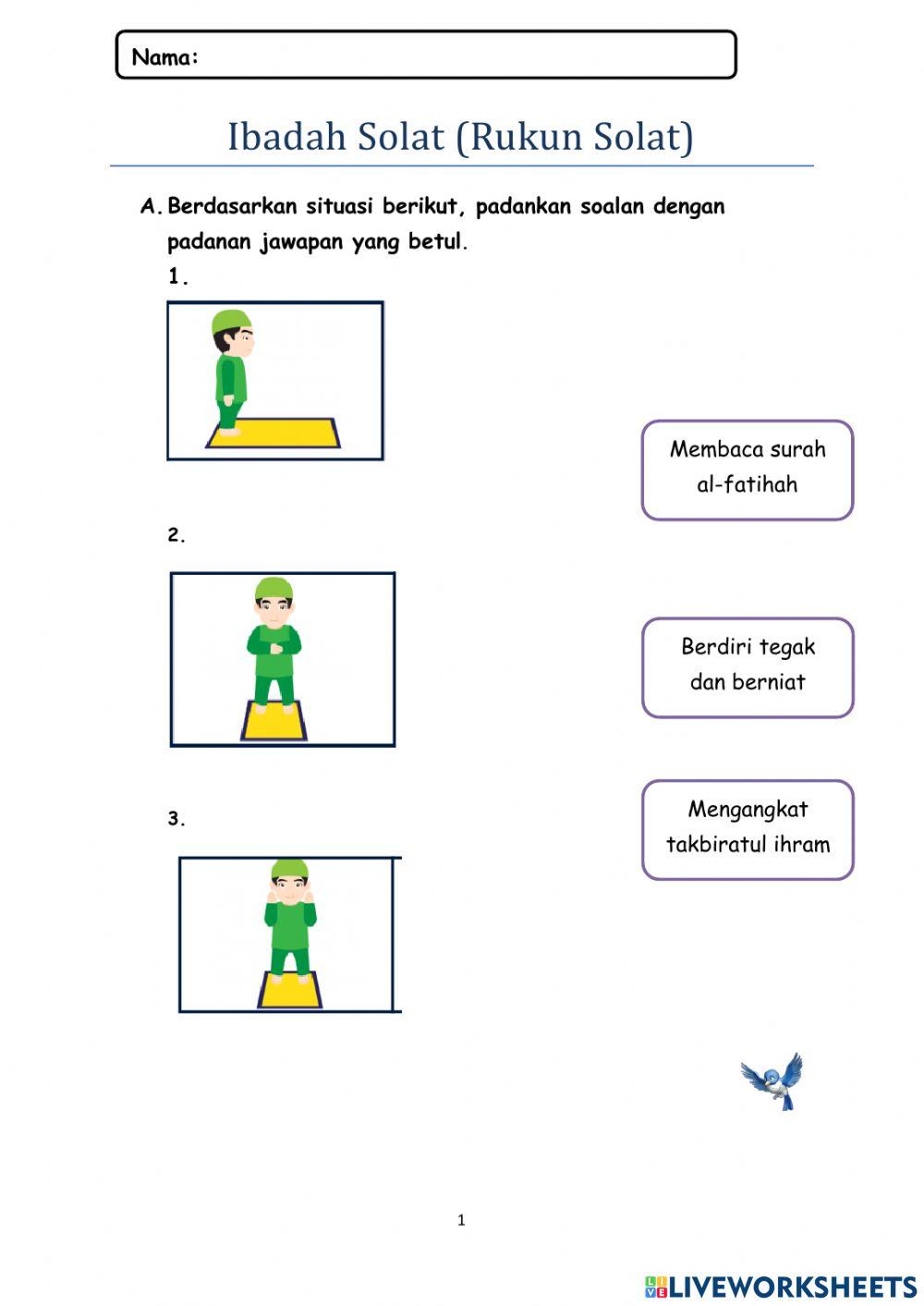 Rukun Solat interactive worksheet for 7-12 tahun | Live Worksheets