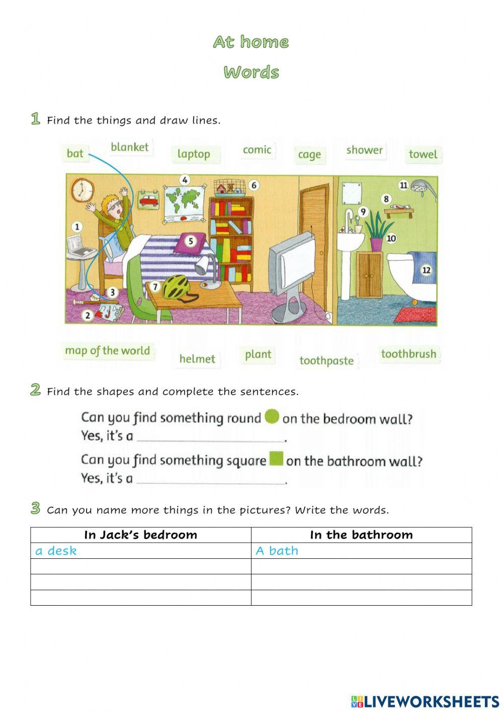 At home online pdf worksheet | Live Worksheets