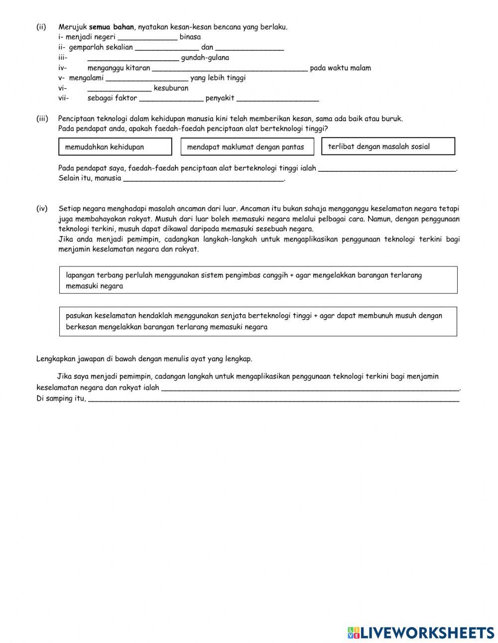 SOALAN PEMAHAMAN SYAIR BIDASARI online exercise for | Live Worksheets