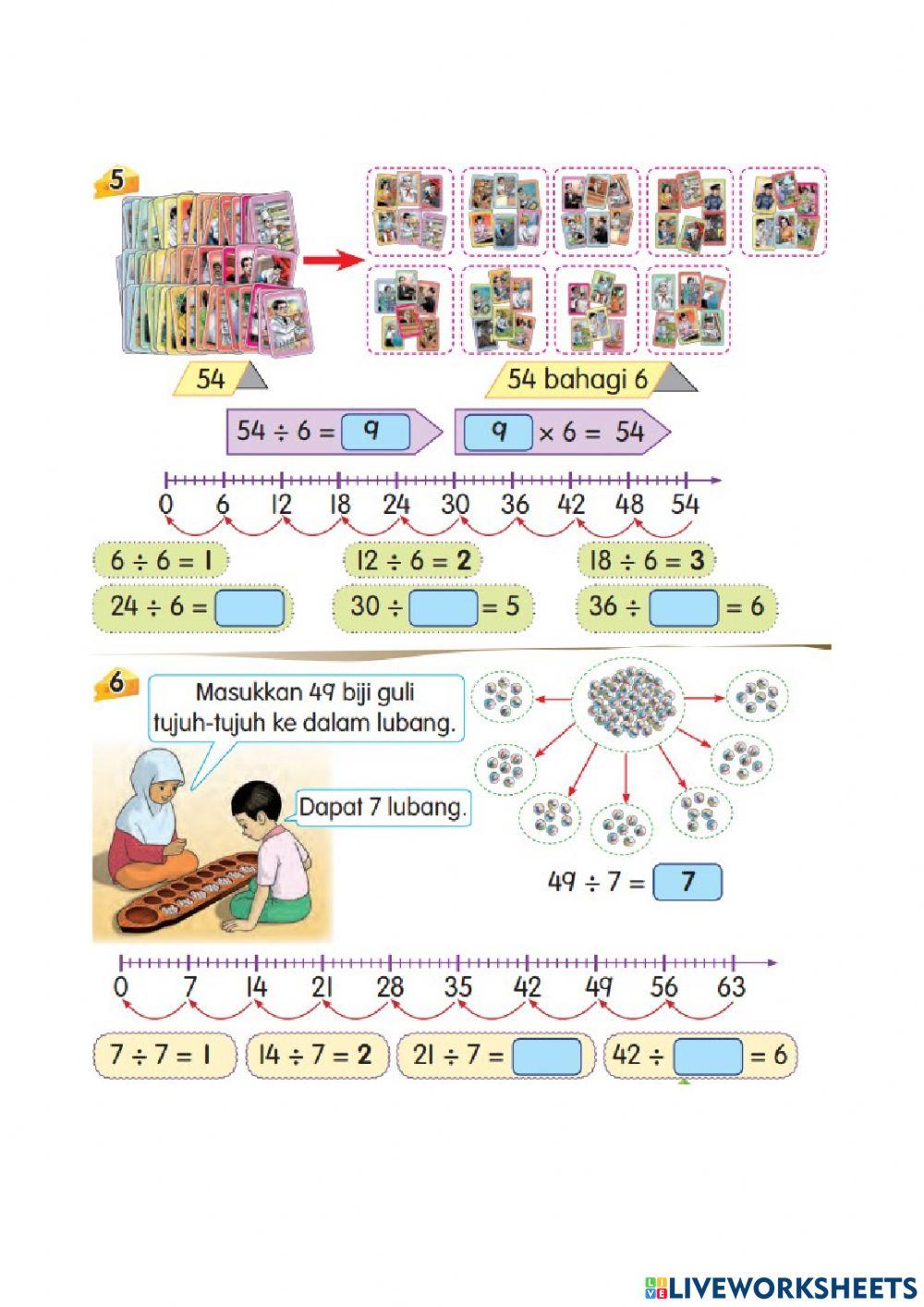 Matematik Tahun 2 - Bina Sifir Bahagi worksheet | Live Worksheets