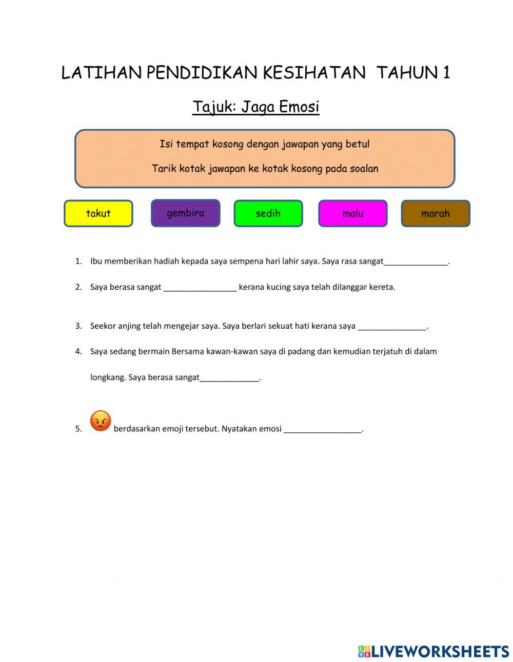Jaga Emosi Exercise Live Worksheets