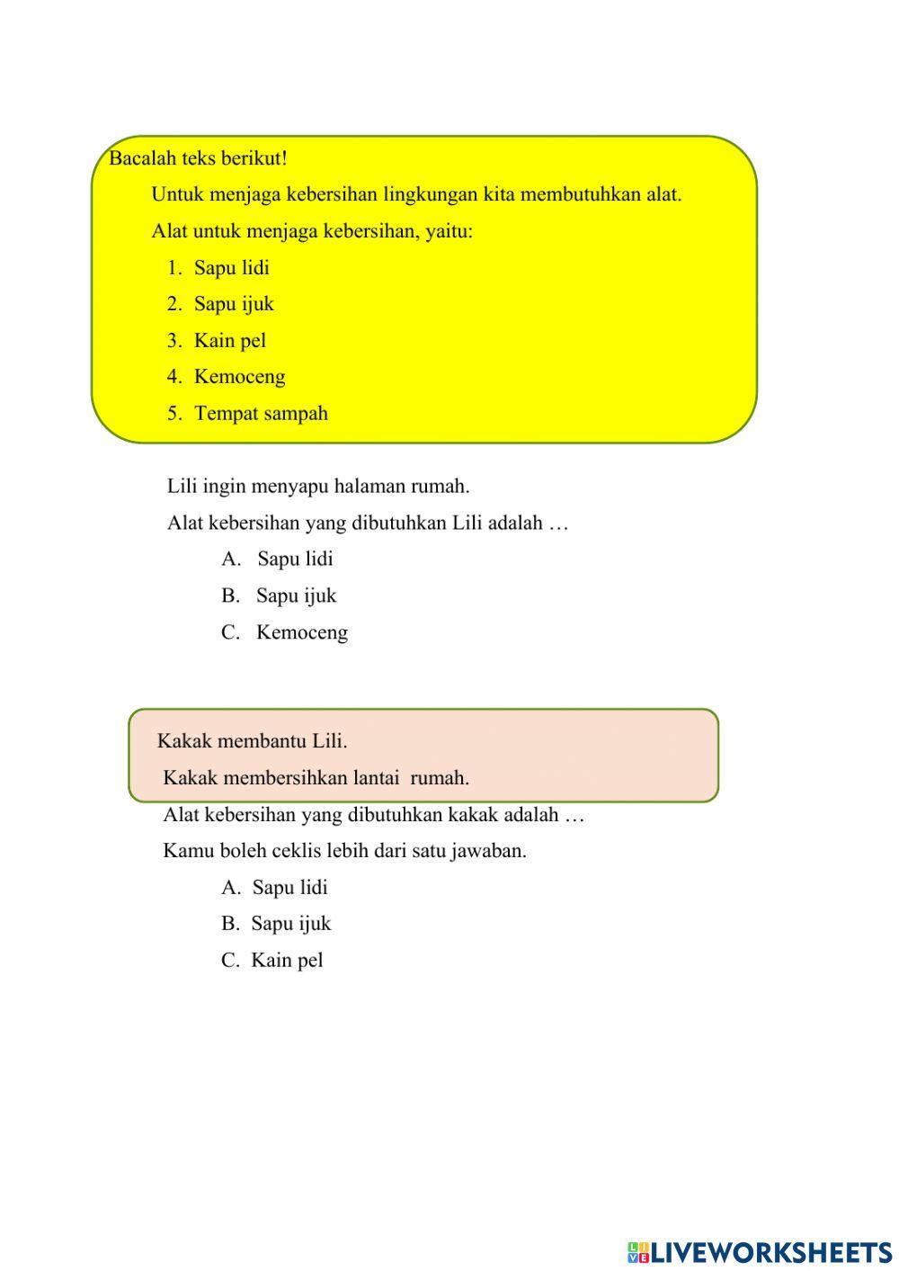 Literasi numerasi level 1 worksheet | Live Worksheets