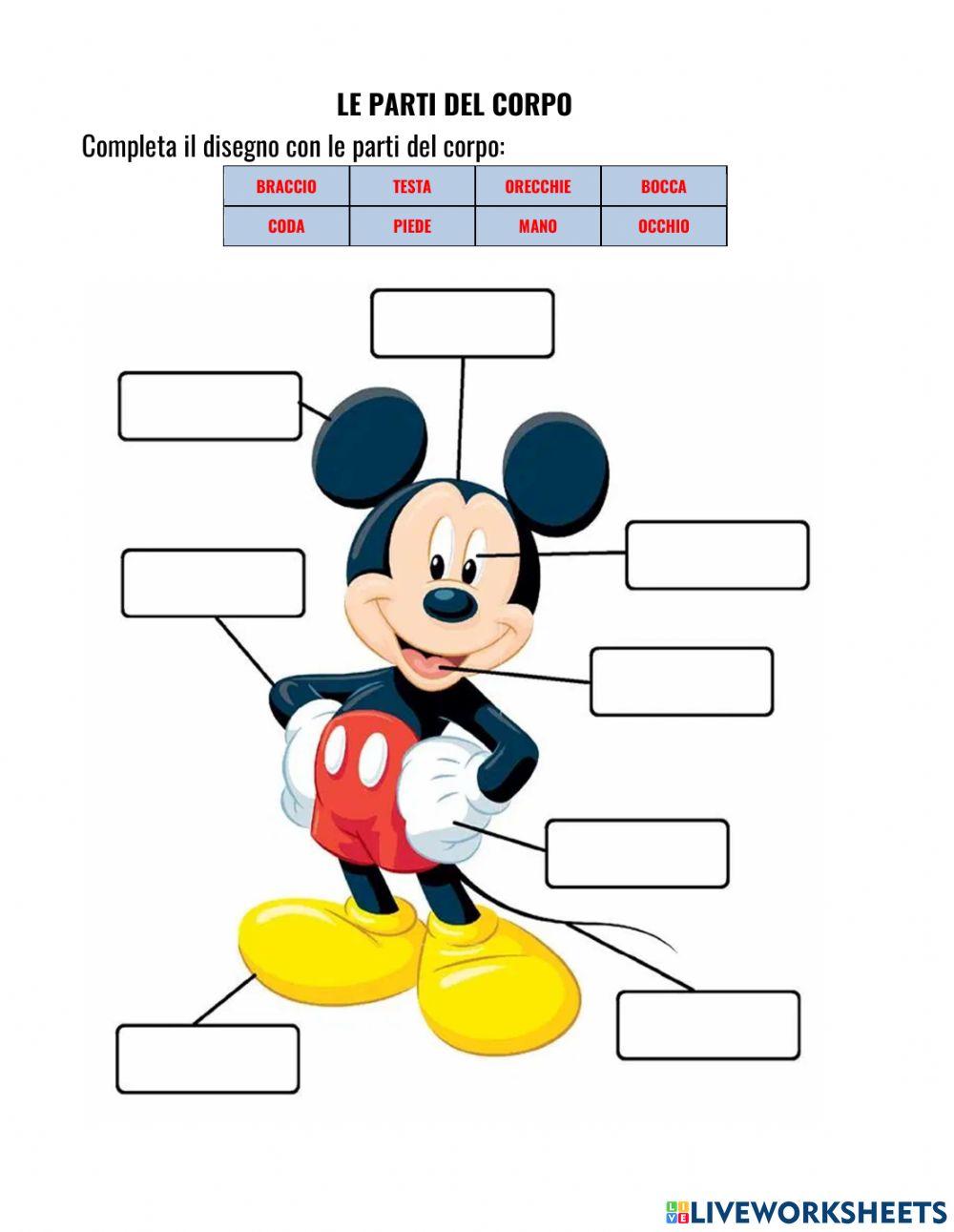 Mickey Mouse-Corpo worksheet | Live Worksheets