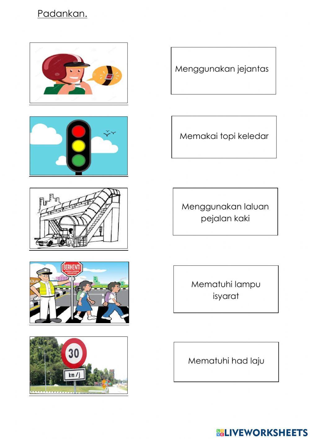Berhemah di jalan raya worksheet | Live Worksheets
