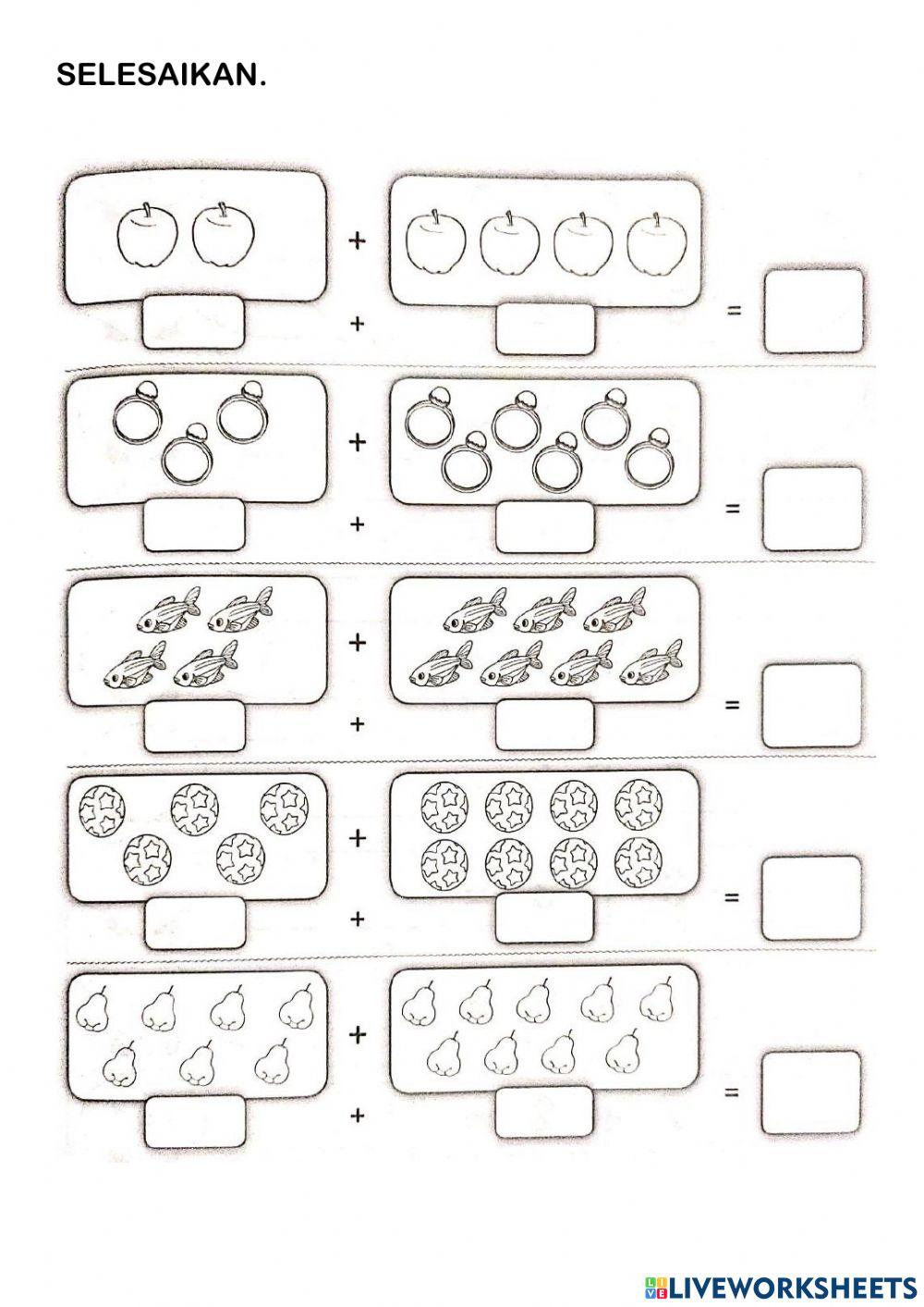 Operasi Tambah (lingkungan 20) interactive worksheet | Live Worksheets