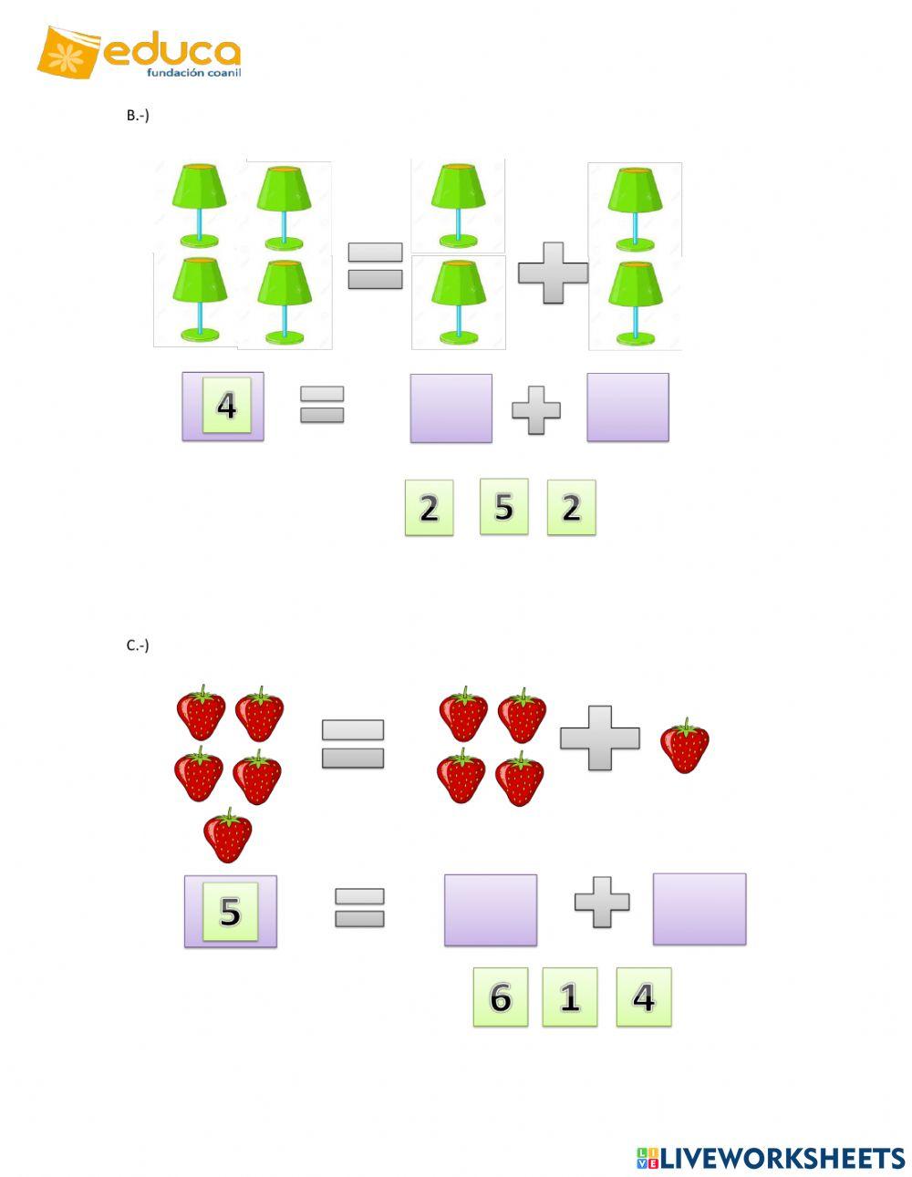 Componer y descomponer interactive exercise | Live Worksheets