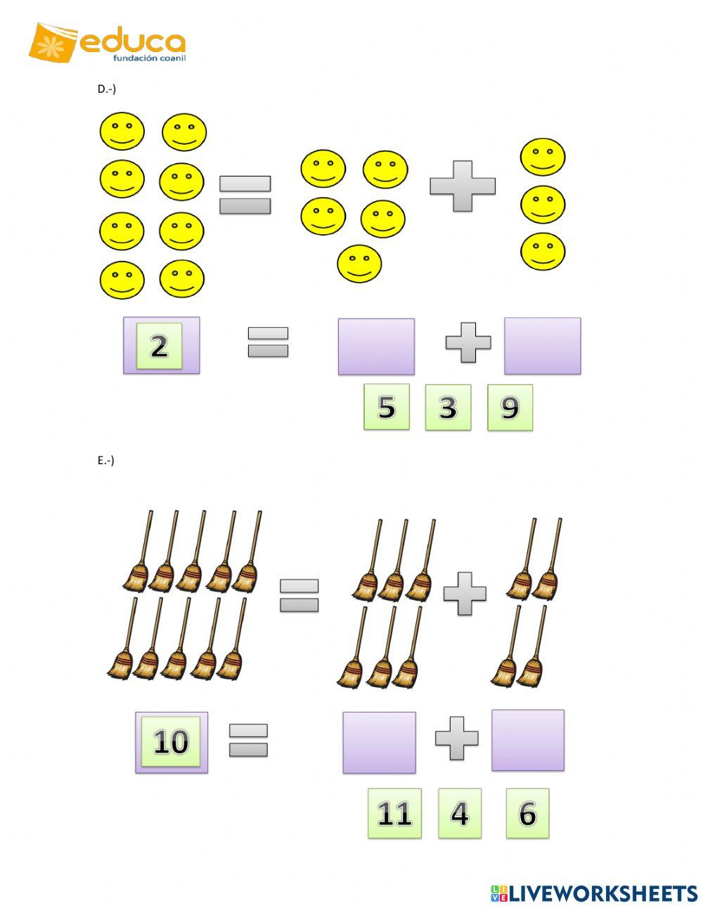 Componer y descomponer interactive exercise | Live Worksheets