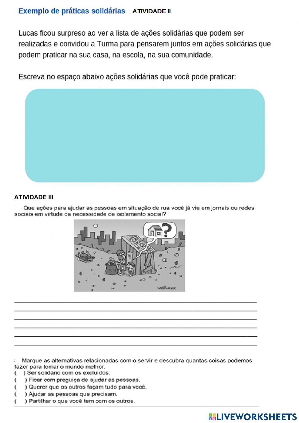 Solidariedade exercise | Live Worksheets