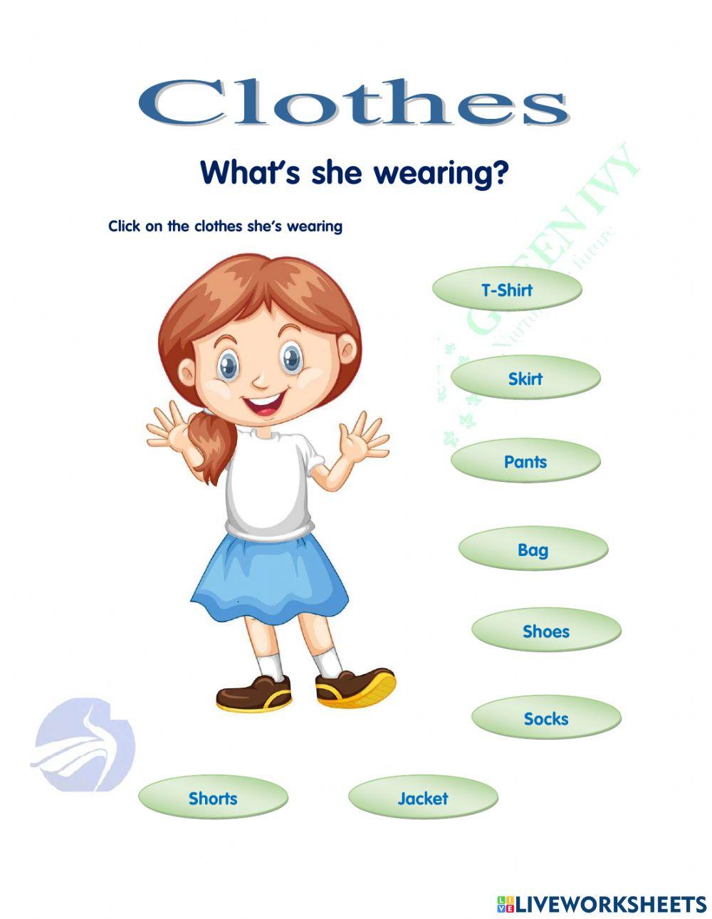 Clothes online exercise for Grade 1 | Live Worksheets