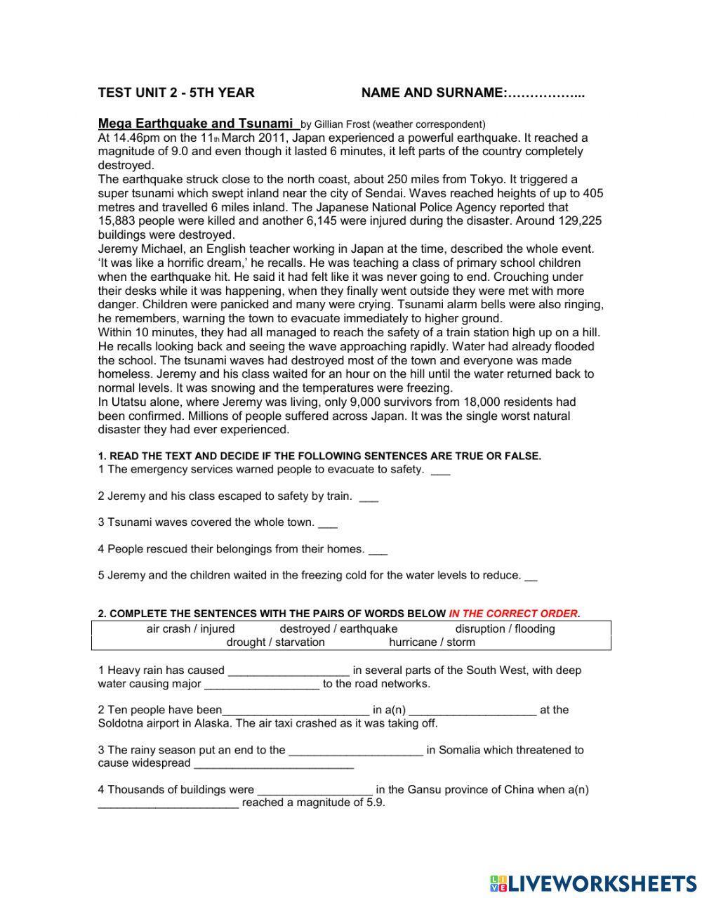 Test unit 4 ach… | Free Interactive Worksheets | 1150541