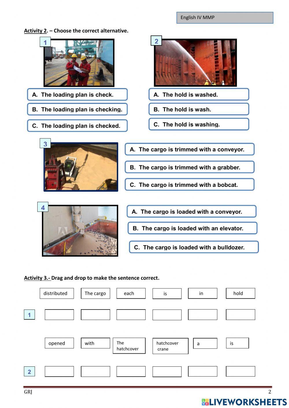Loading-unloading dry bulk cargo interactive worksheet | Live Worksheets